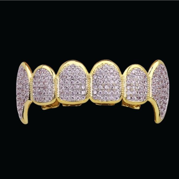 Jewelry | 6 Piece Bottom Grillz Set Icy Grillz Slugs Silver Grillz Gold ...